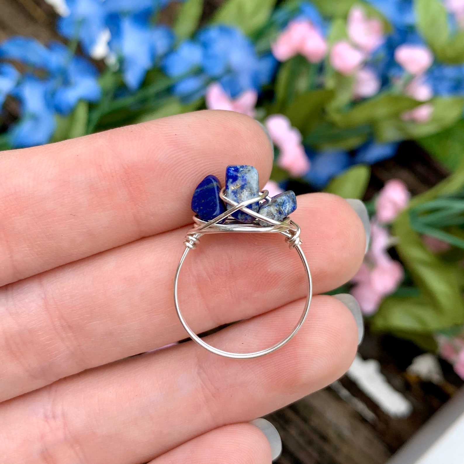 Wire Wrapped Sodalite Ring, Sodalite Crystal Jewelry Rings, Blue Stone ...