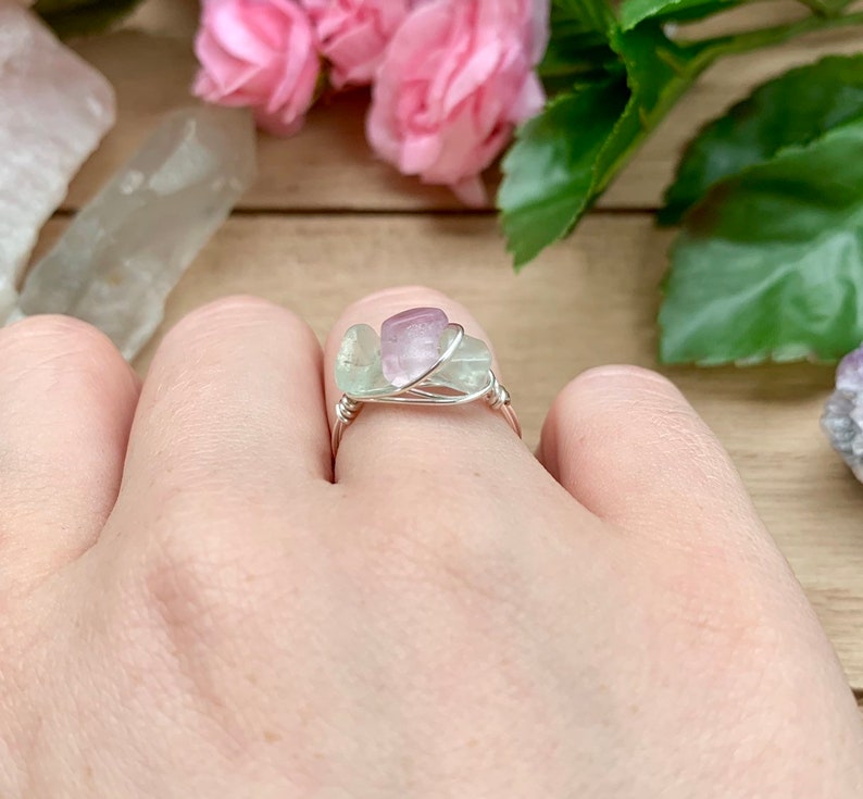 Wire Wrapped Fluorite Ring Fluorite Jewelry Crystal Bead - Etsy