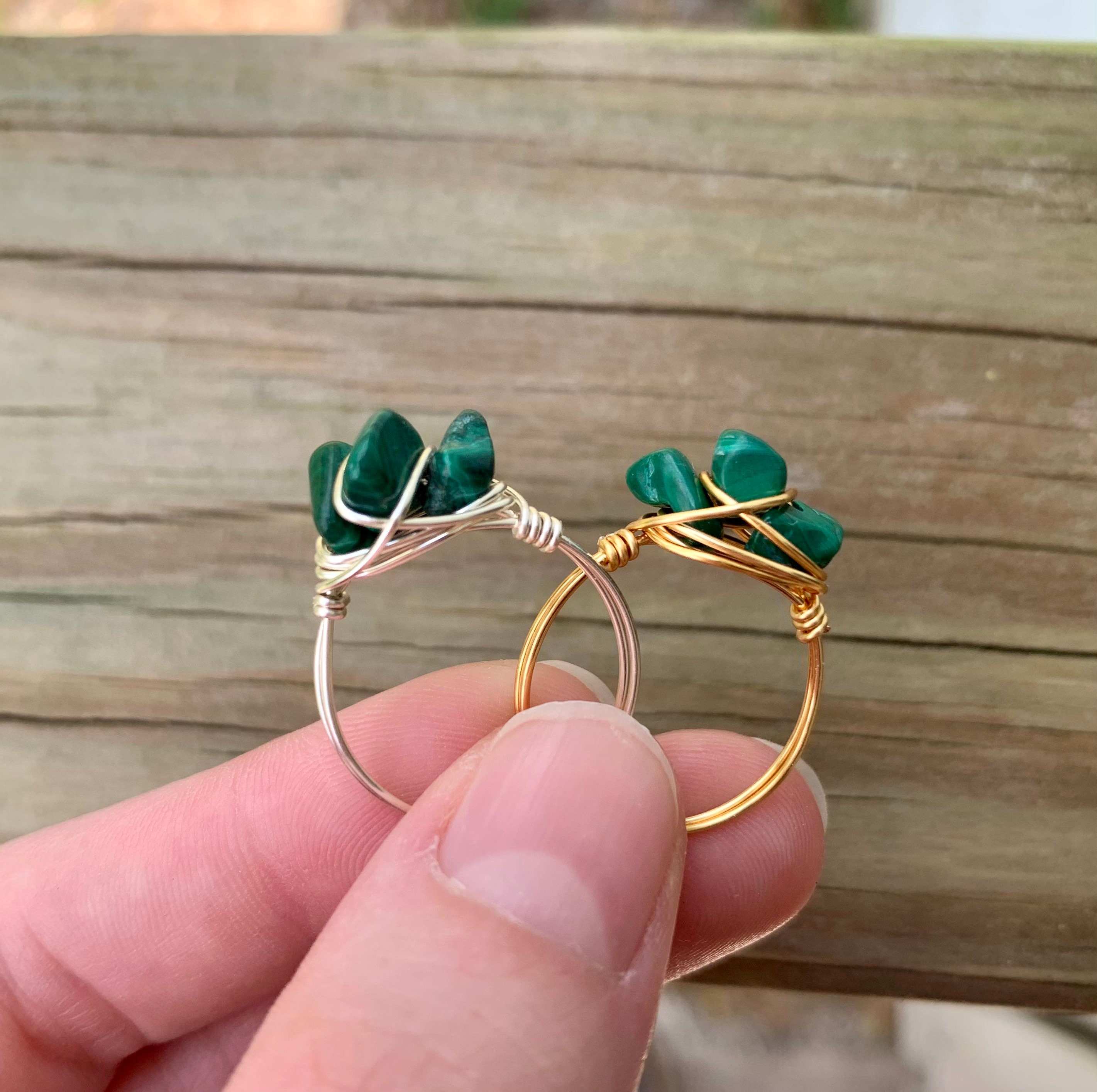 Malachite Ring Malachite Jewelry Wire Wrapped Crystal Bead - Etsy