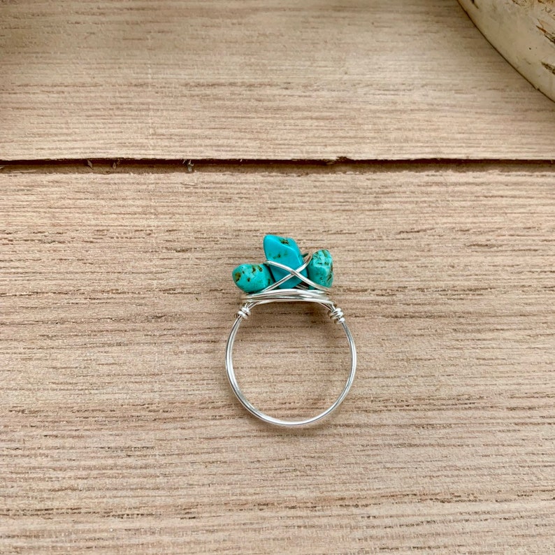 Wire Wrapped Turquoise Ring Turquoise Jewelry Round Bead - Etsy