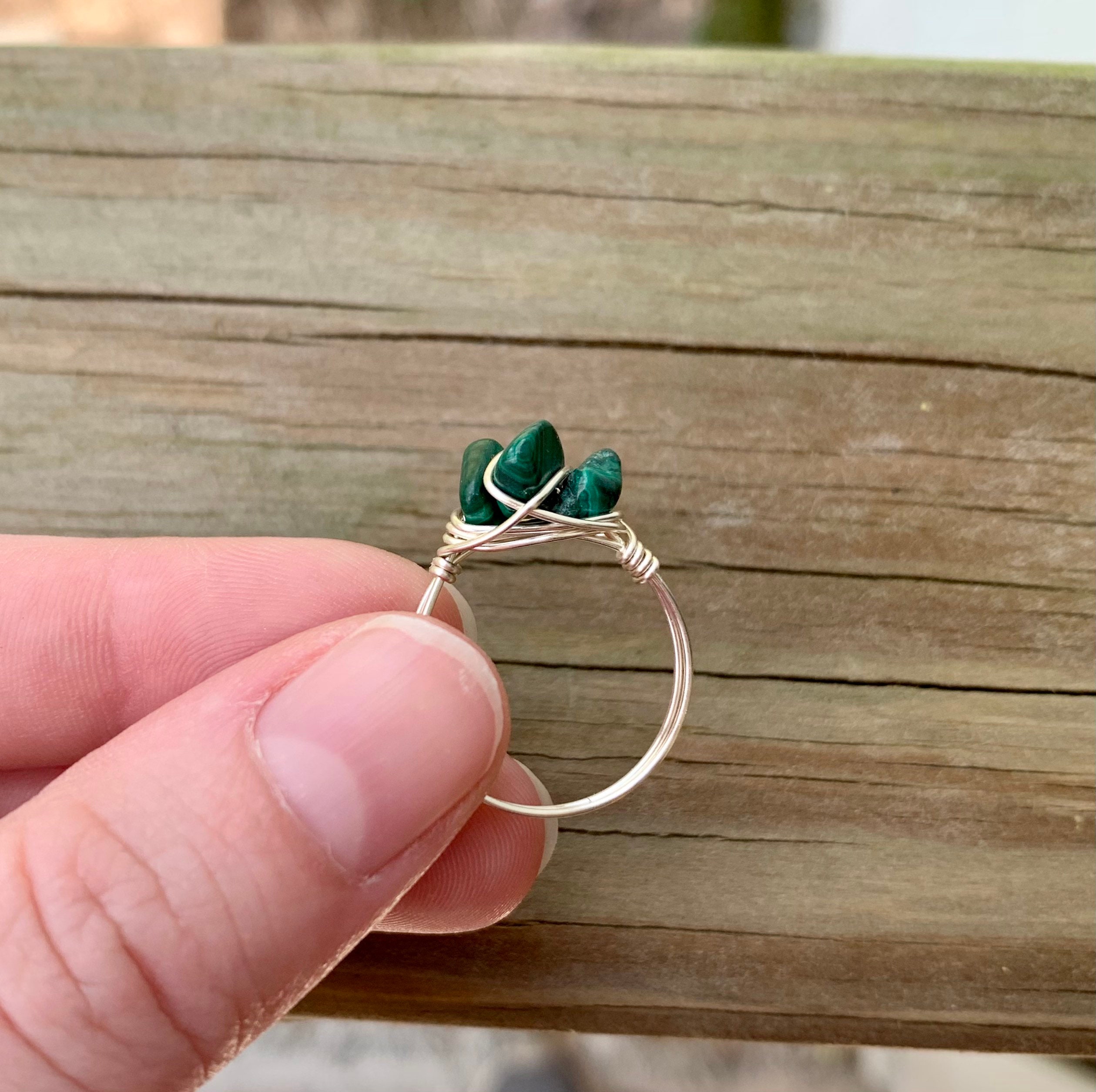 Malachite Ring Malachite Jewelry Wire Wrapped Crystal Bead - Etsy