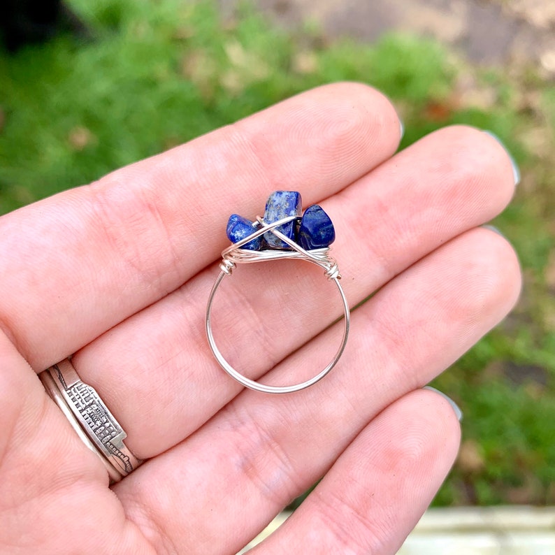 Wire Wrapped Sodalite Ring, Sodalite Crystal Jewelry Rings, Blue Stone ...