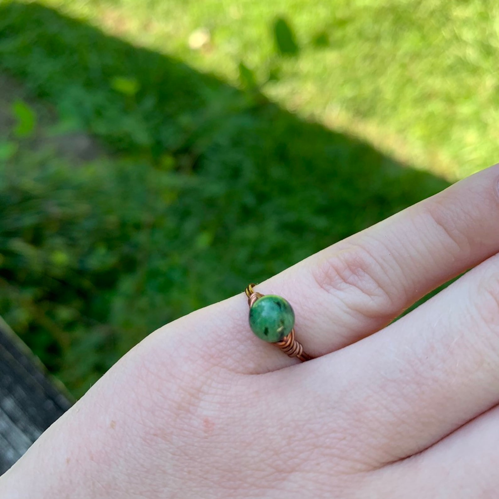 Mini Green Ruby Zoisite Ring, Green Gemstone Bead Ring, Crystal Rings ...