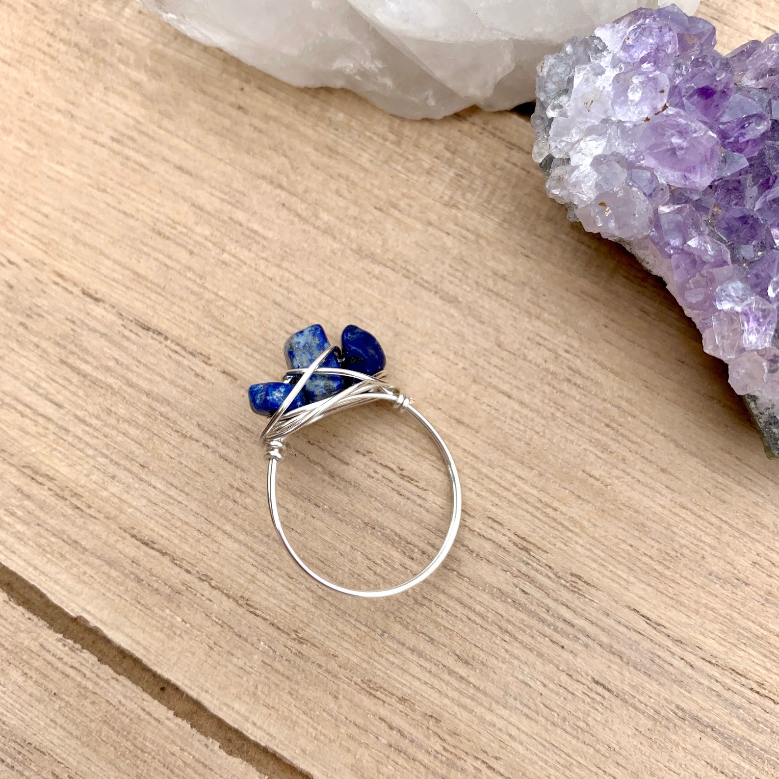 Wire Wrapped Sodalite Ring, Sodalite Crystal Jewelry Rings, Blue Stone ...