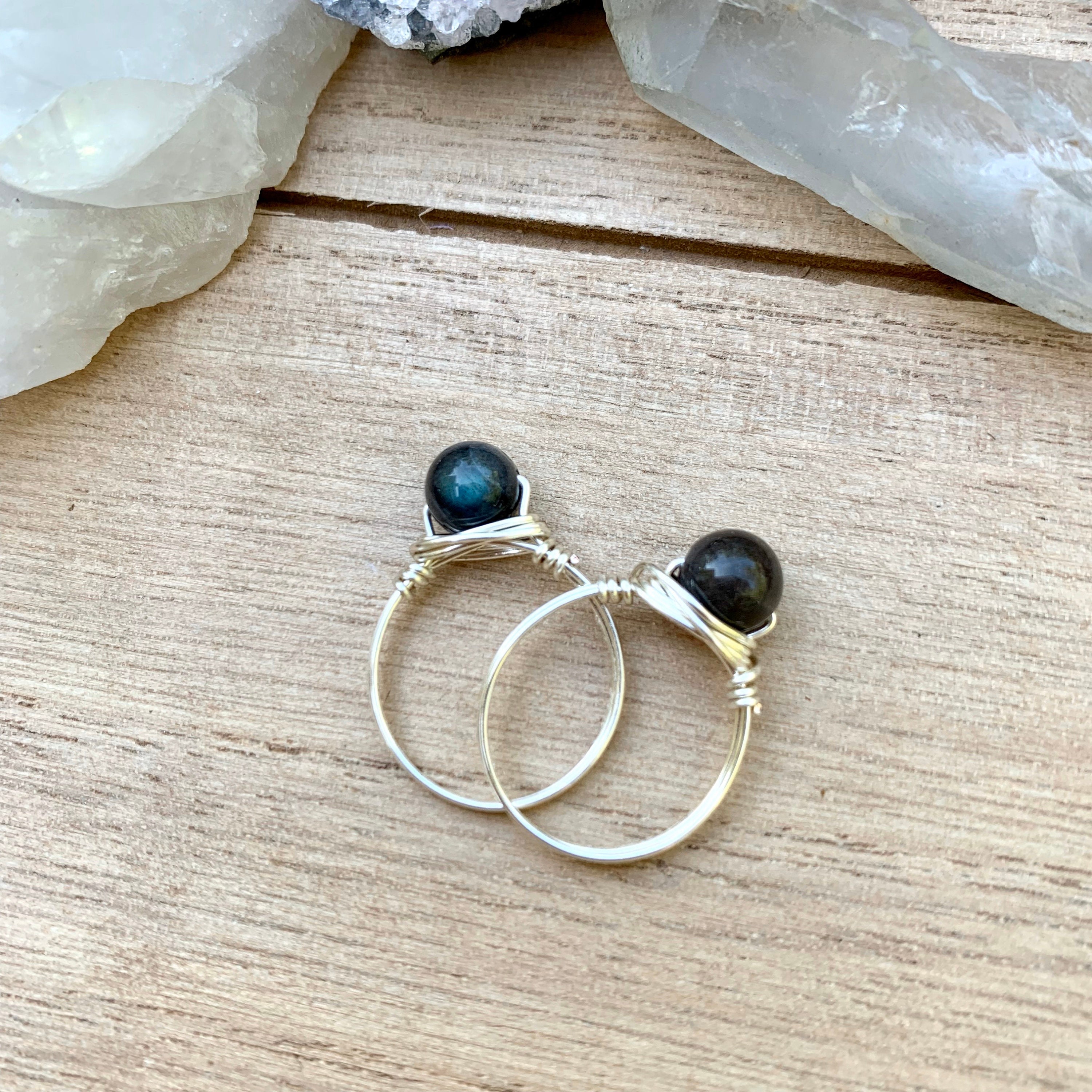 Small Labradorite Ring, Blue Labradorite Crystal Ring, Round Crystal ...