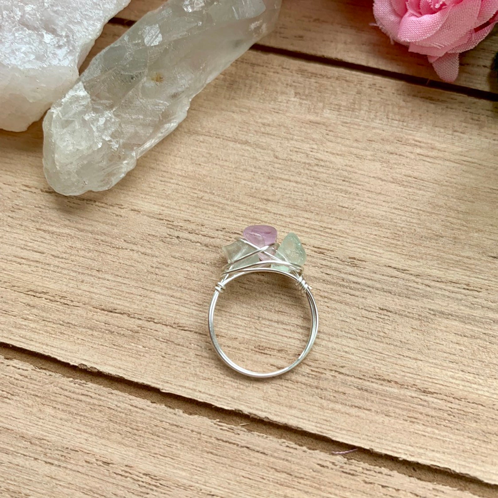 Wire Wrapped Fluorite Ring Fluorite Jewelry Crystal Bead - Etsy