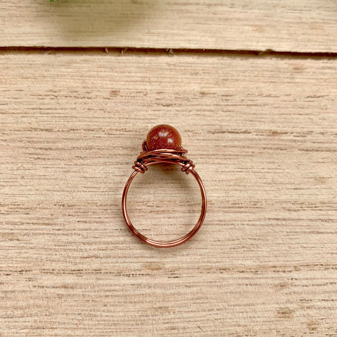 Orange Goldstone Ring Boho Crystal Rings Orange Goldstone | Etsy