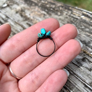Wire Wrapped Turquoise Ring, Turquoise Jewelry, Round Bead Ring ...