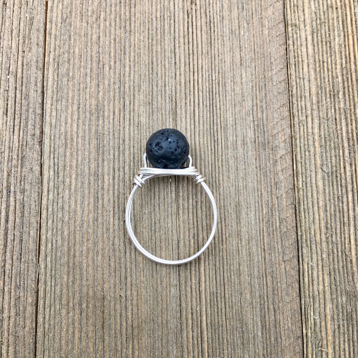 Lava Stone Ring, Lava Stone Jewelry, Round Bead Ring, Crystal Ring ...