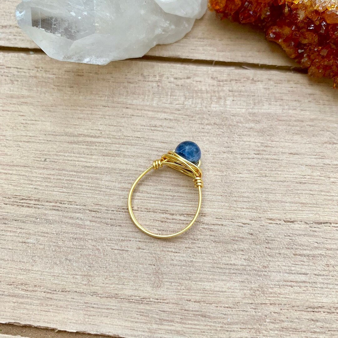 Sodalite Gemstone Ring, Blue Sodalite Crystal Rings, Blue Crystal Wire ...