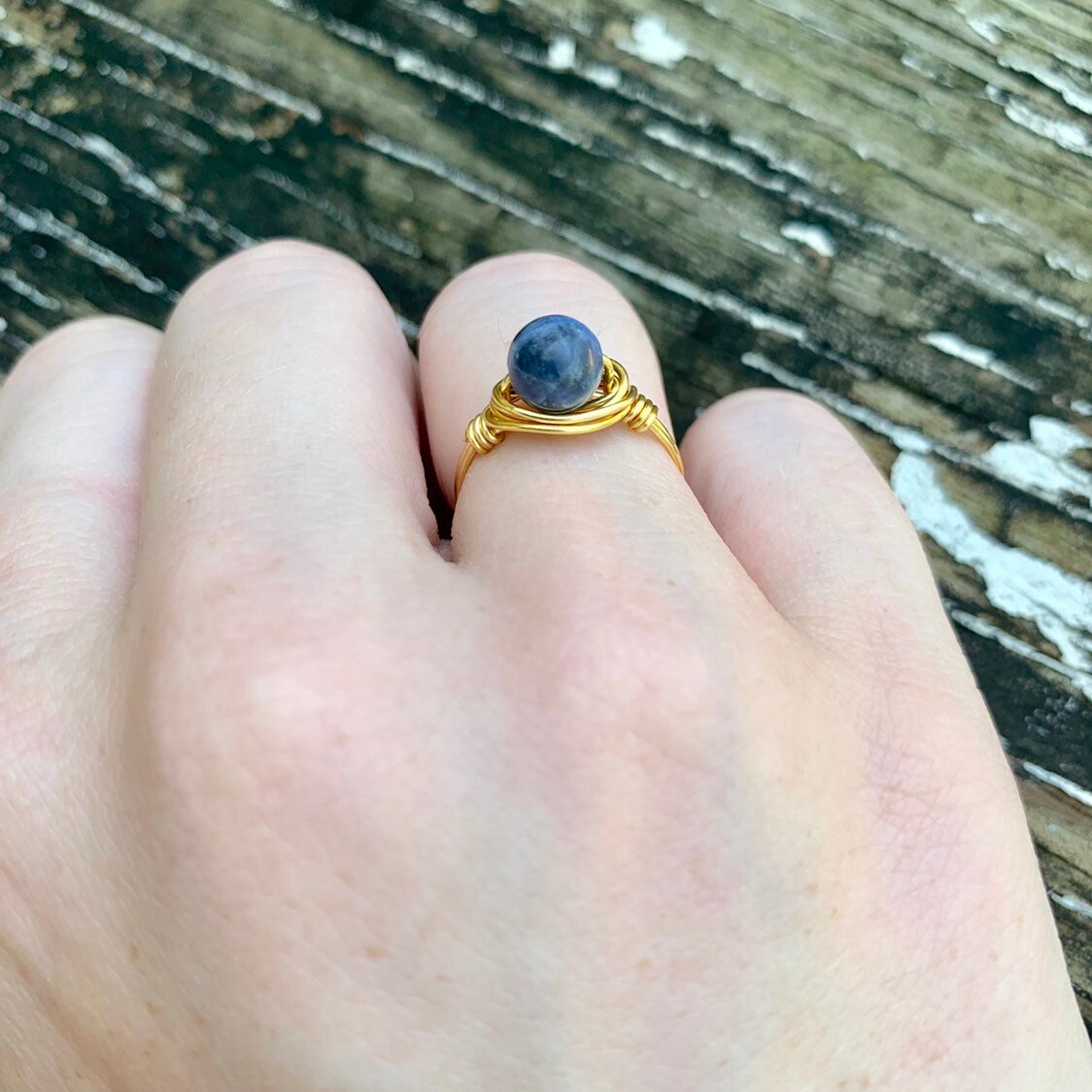 Sodalite Gemstone Ring Blue Sodalite Crystal Rings Blue - Etsy