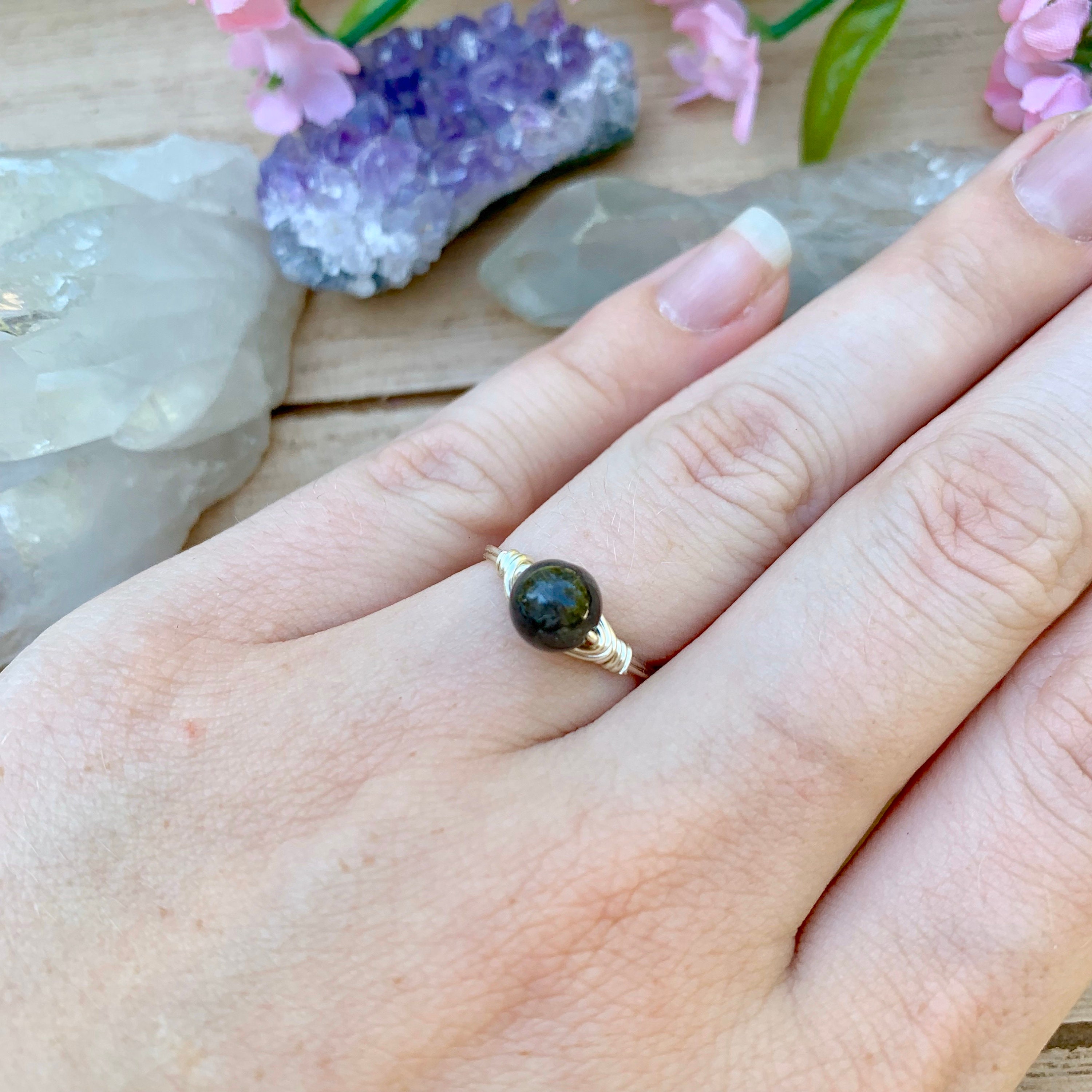 Small Labradorite Ring, Blue Labradorite Crystal Ring, Round Crystal ...