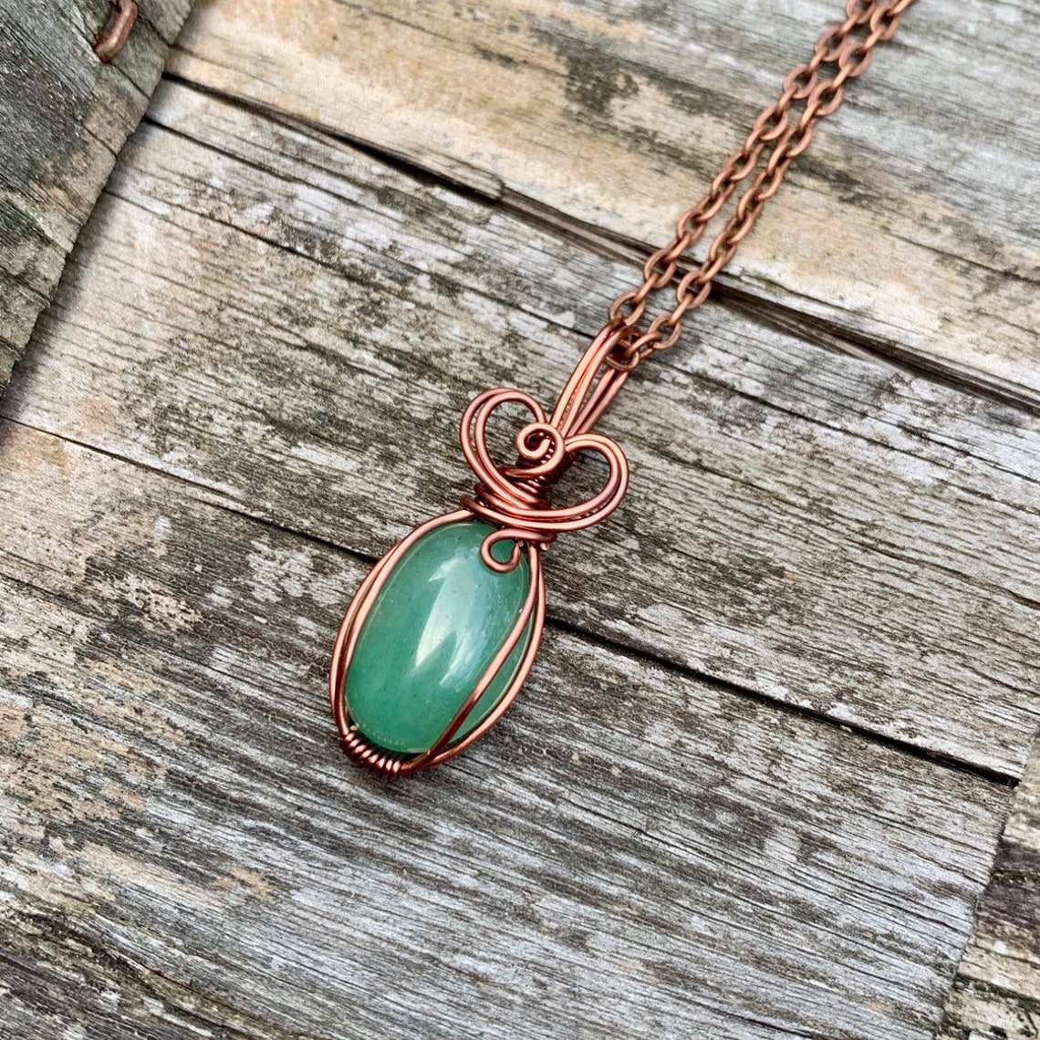 Green Aventurine Crystal Necklace Small Green Gemstone | Etsy