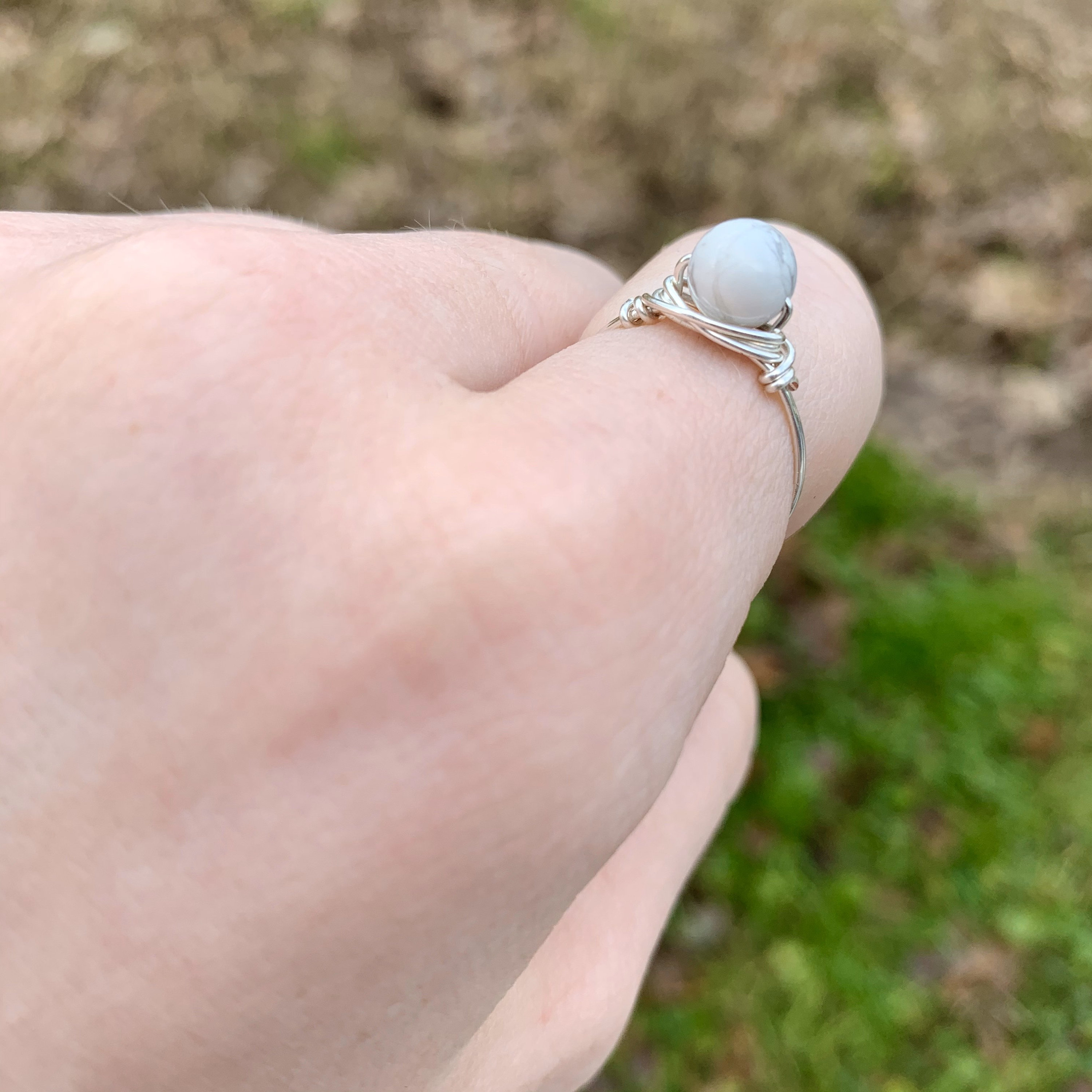 Wire Wrapped Howlite Ring Howlite Jewelry White Howlite Bead | Etsy