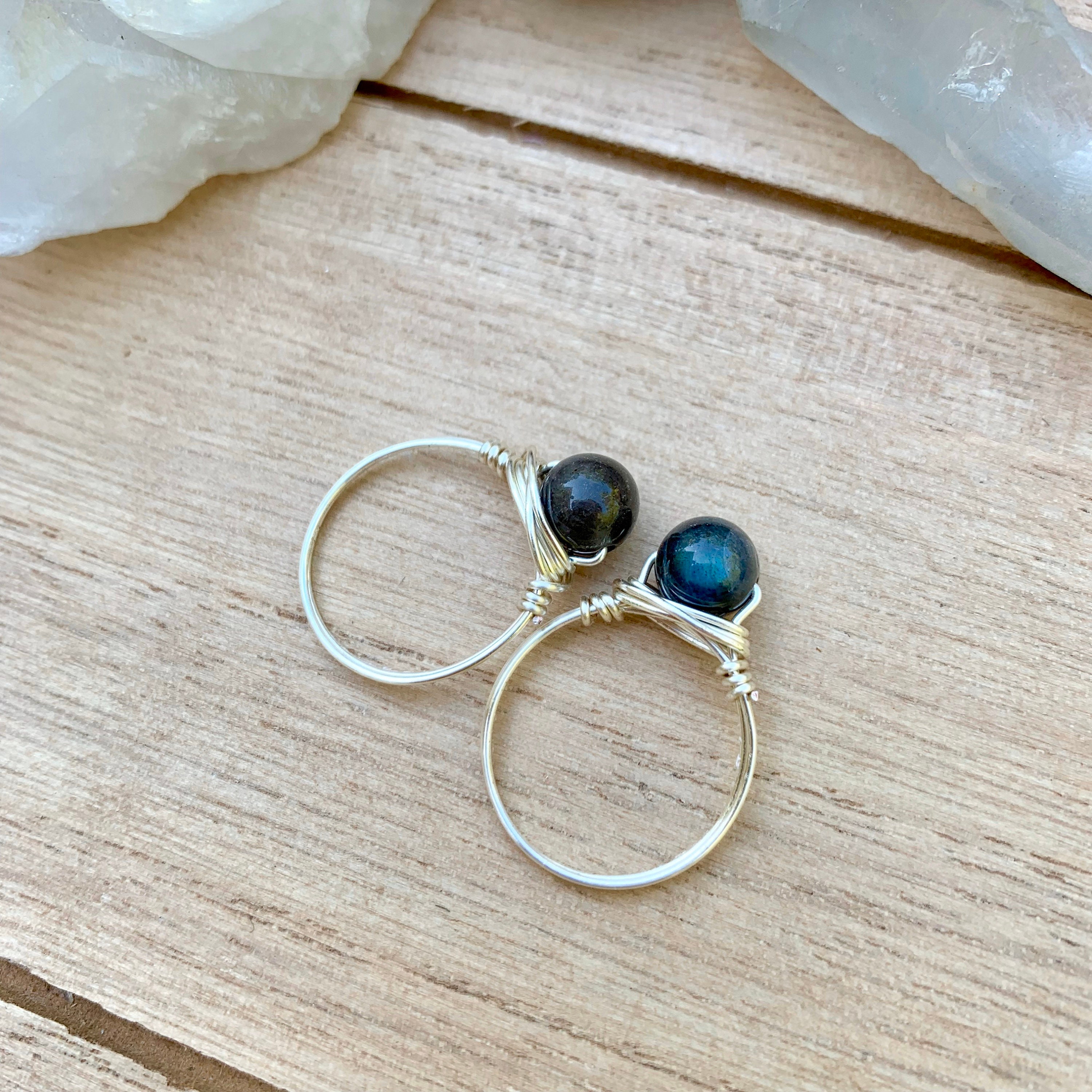Small Labradorite Ring, Blue Labradorite Crystal Ring, Round Crystal ...