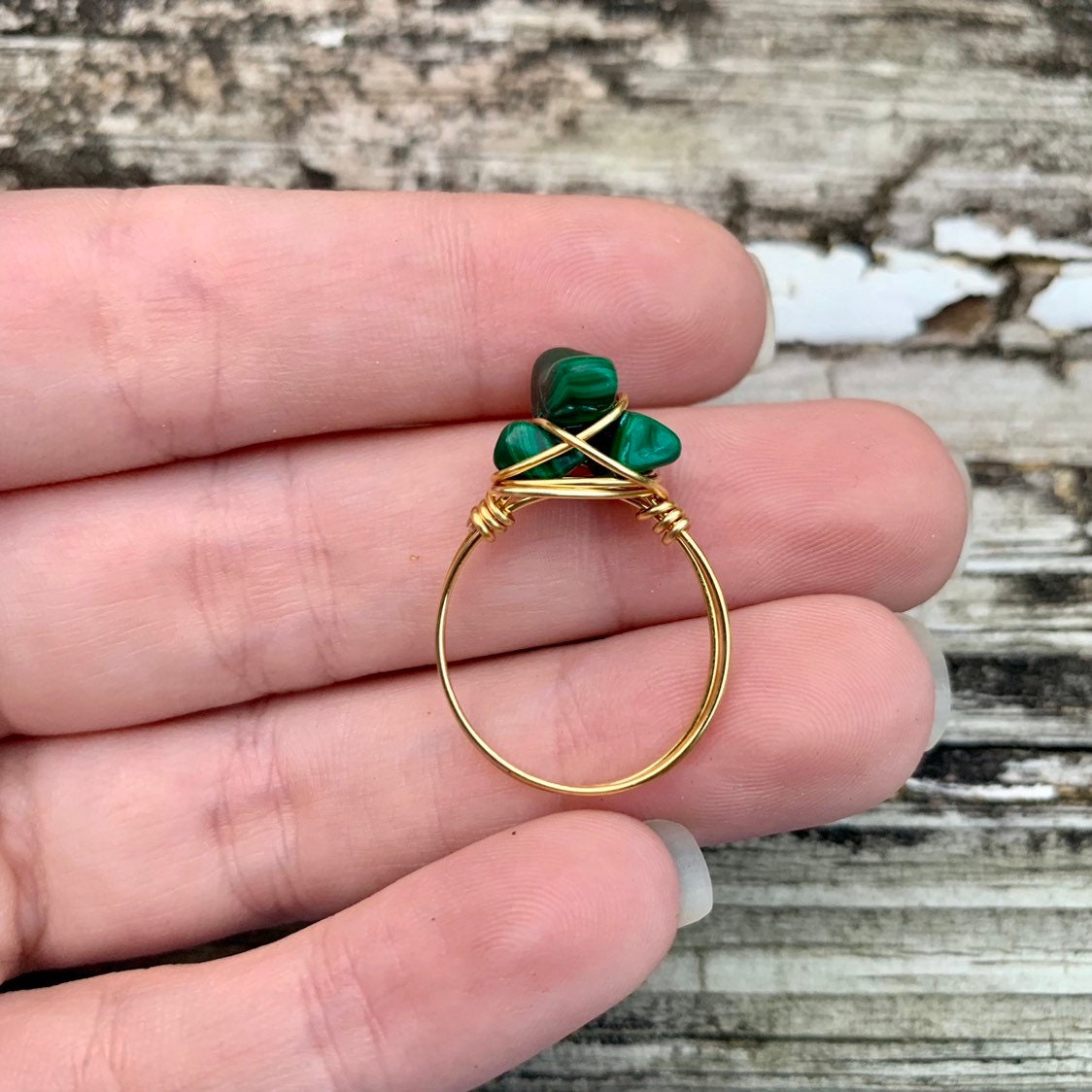 Malachite Ring Malachite Jewelry Wire Wrapped Crystal Bead - Etsy