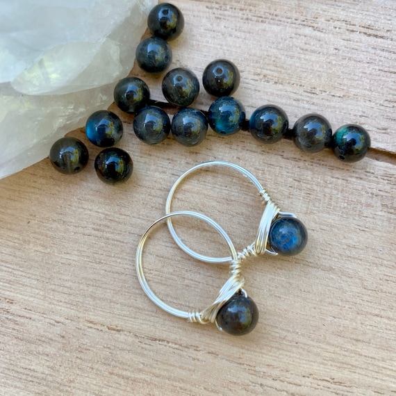 Small Labradorite Ring Blue Labradorite Crystal Ring Round - Etsy