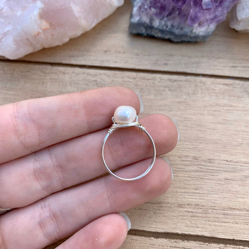 Real Genuine Pearl Ring Simple Pearl Jewelry Rings Wire Wrap - Etsy