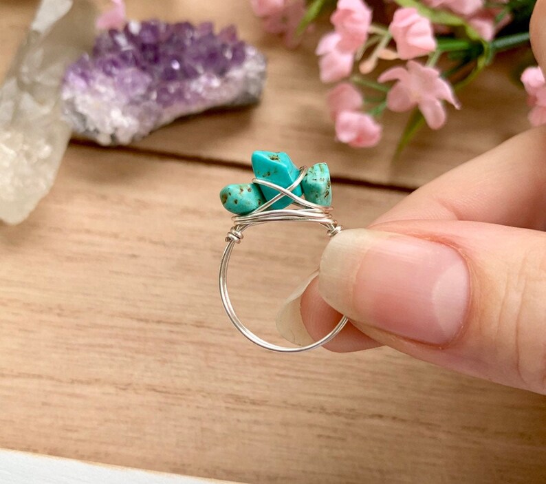 Wire Wrapped Turquoise Ring Turquoise Jewelry Round Bead - Etsy