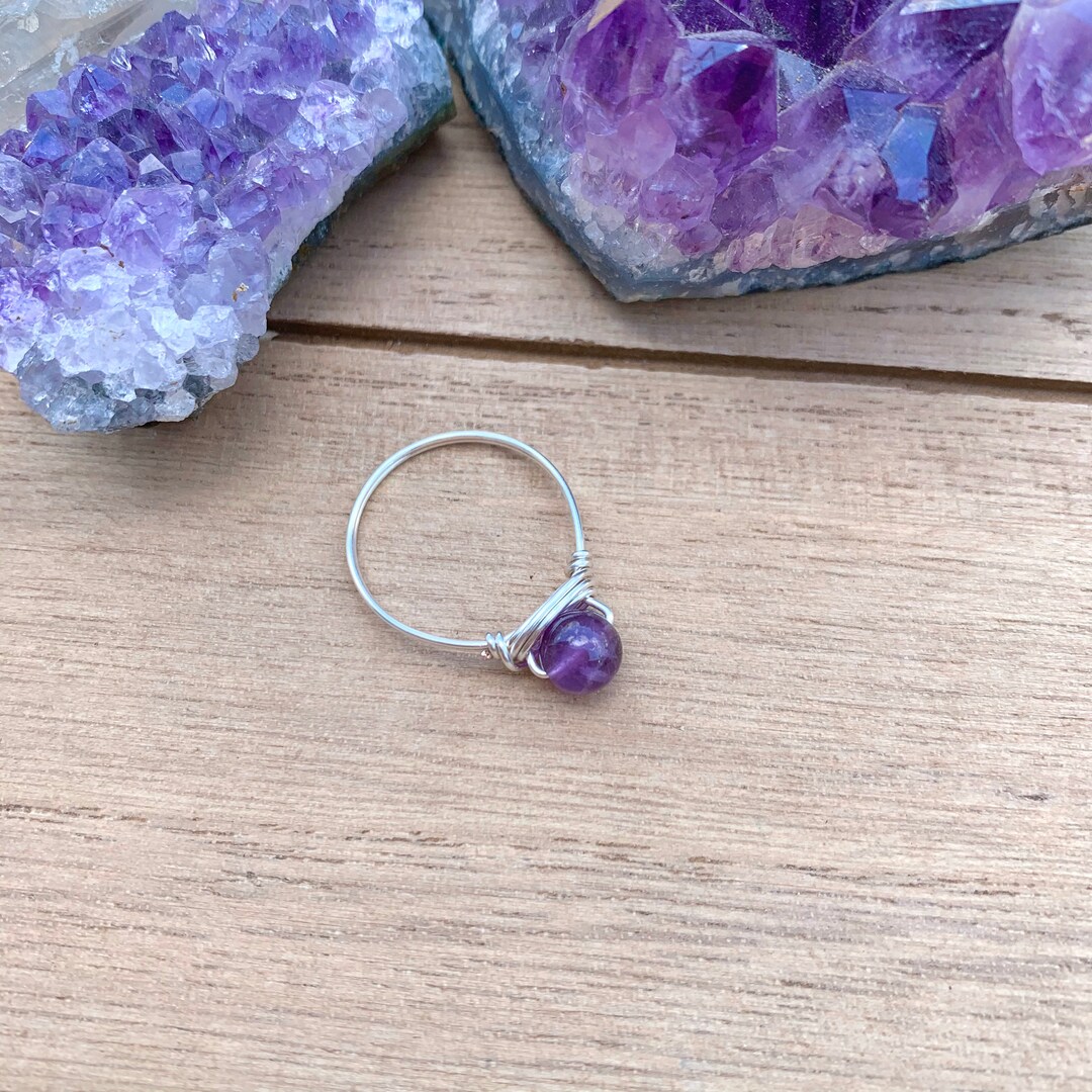 Small Amethyst Crystal Ring, Amethyst Jewelry, Mini Crystal Ring ...