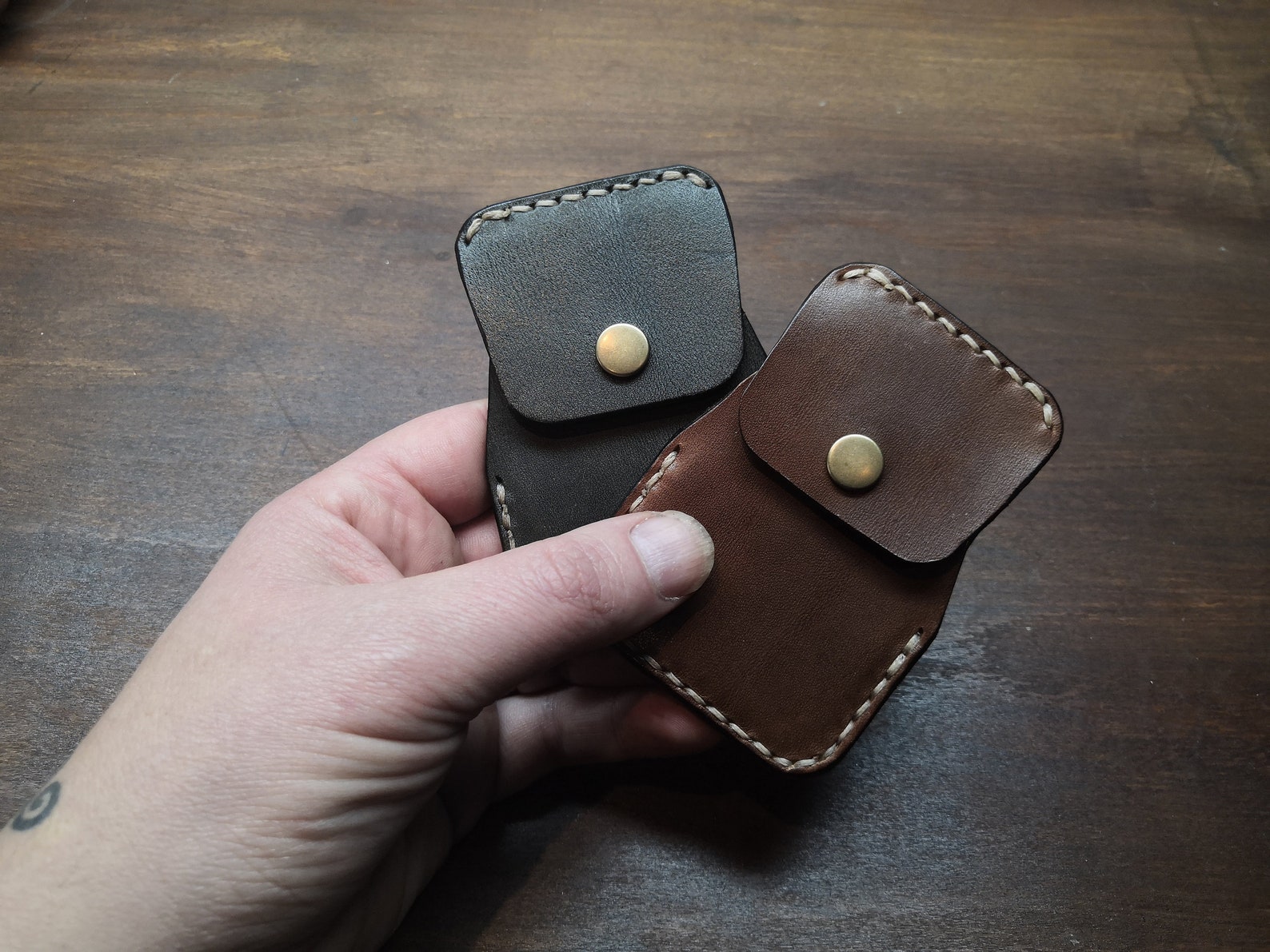 Leather Card and Bank Notes Wallet. Pocket Size - Etsy