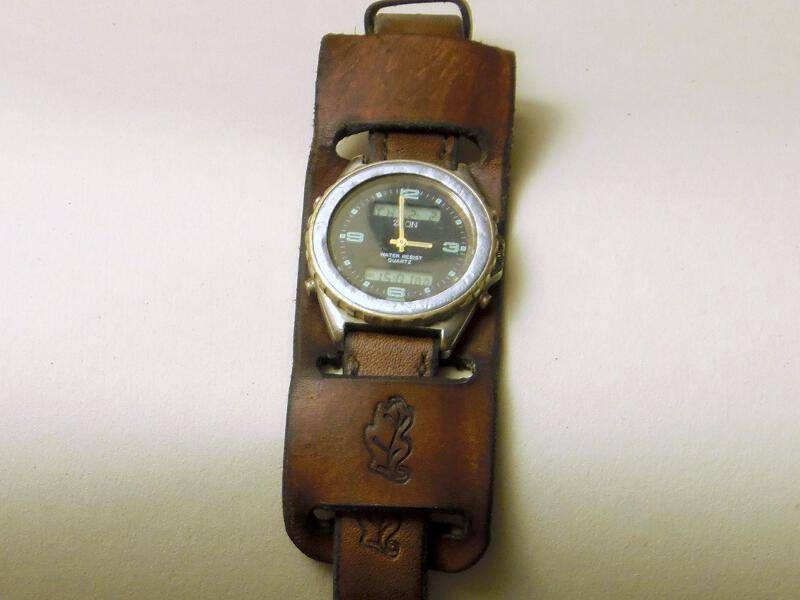 Leather Watch Strap With Wrist Cuff - British Oak Bark Tanned Leather ...