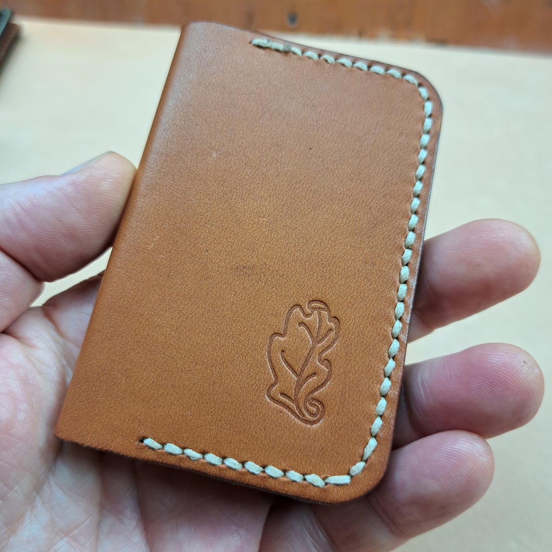 Handmade Amber Leather Bifold Wallet: Slim Card Holder READY TO POST - Etsy