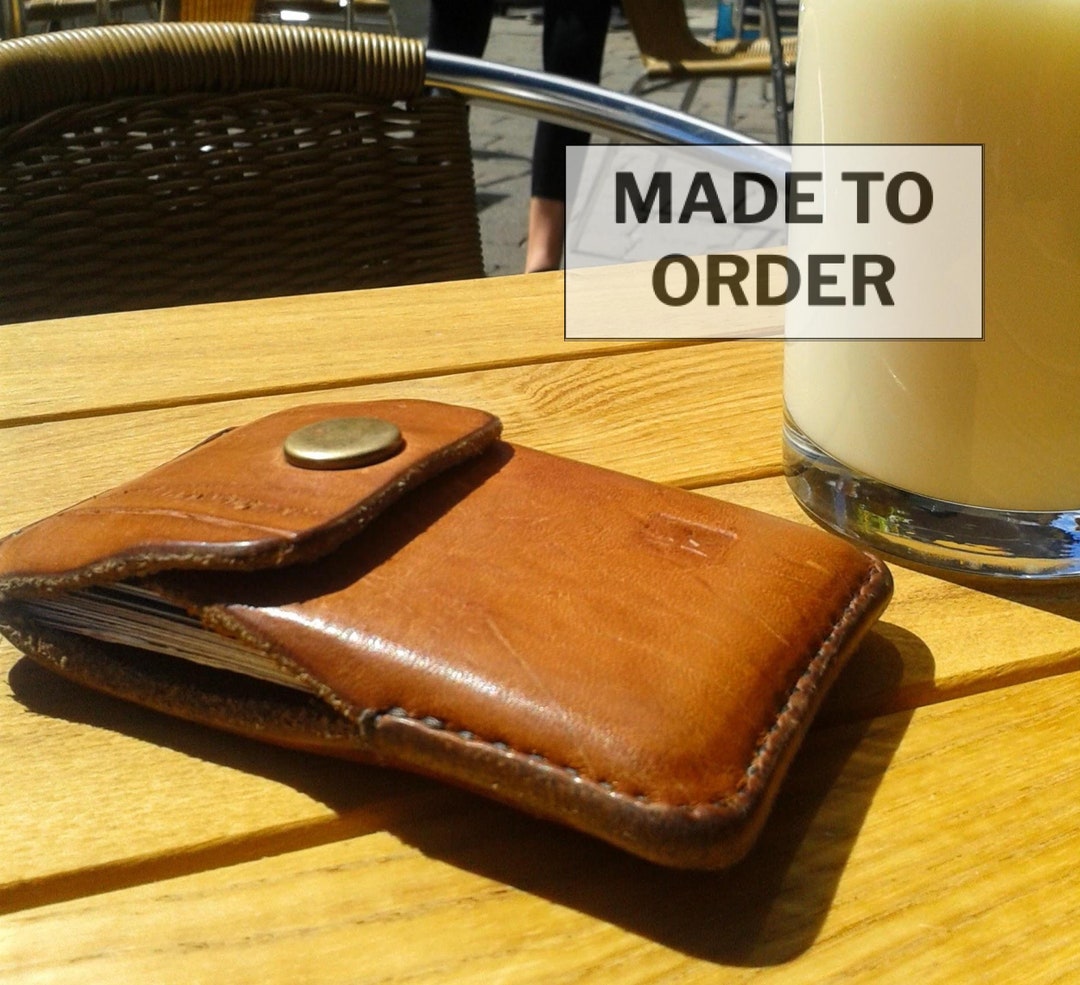 Leather Card and Bank Notes Wallet. Pocket Size - Etsy