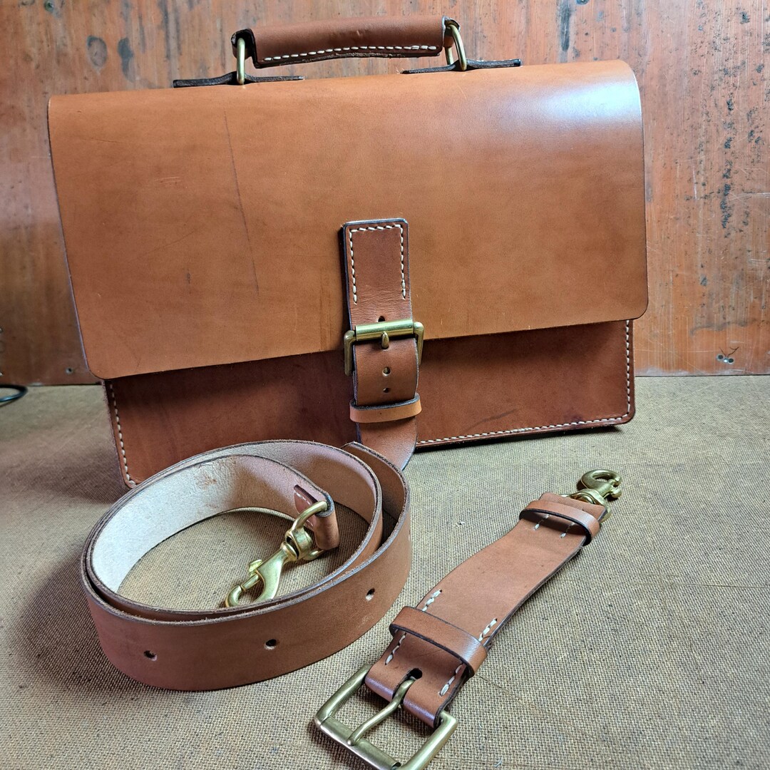 British Leather Briefcase - Shoulder Strap - READY TO POST - Etsy