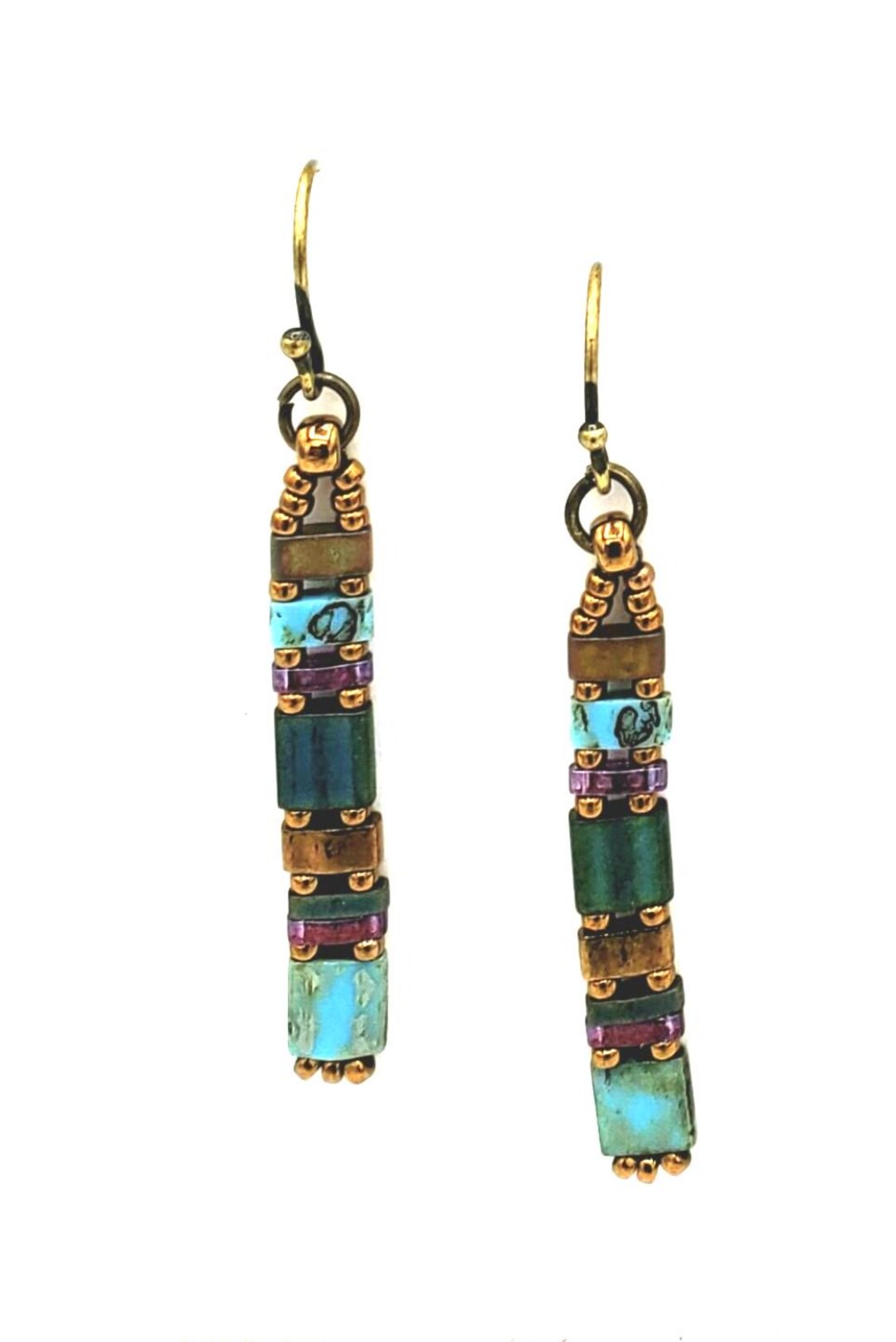 Minimalist Beaded Tila Stick Earrings - Etsy