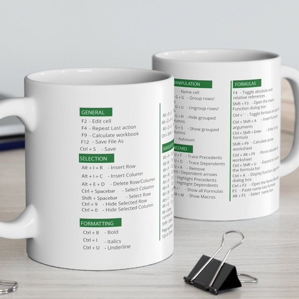 Excel Shortcut Mug - Etsy