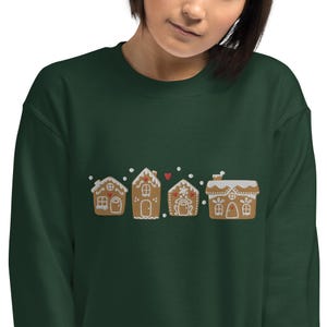 Embroidered Christmas Gingerbread House Crewneck Sweater Unisex ...