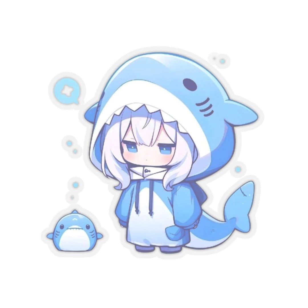 Cute Chibi Shark Girl Gaming Japanese Manga Anime Sticker - Etsy