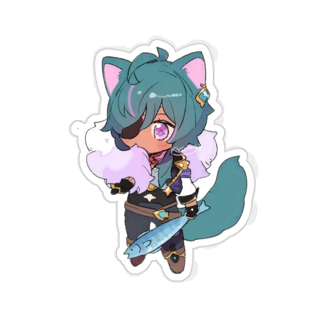 Chibi Cat Kaeya Gaming Japanese Manga Anime Sticker - Etsy