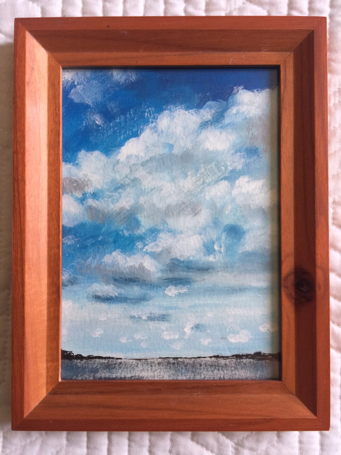 Cloudscape Painting With Teak Wood Frame 6.5x8.5 Inch Cloud | Etsy