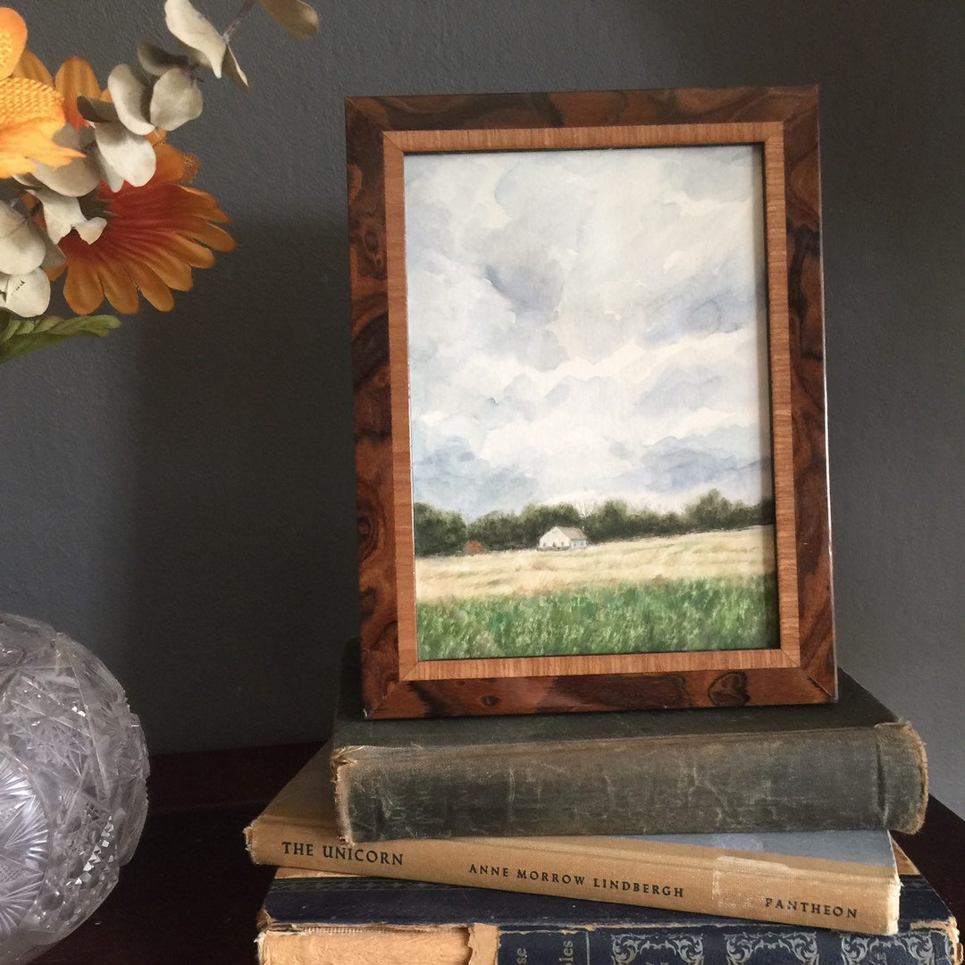 Original Art, Farm Landscape Painting, in a Natalini Wood Frame, 6.5 X ...