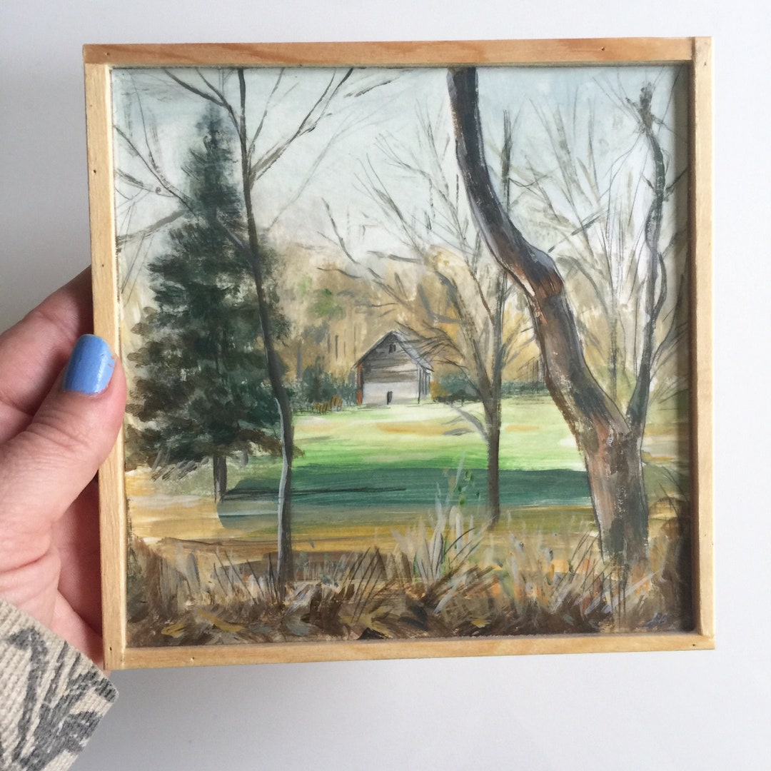 Roxborough Reservoir, Original Art 6 Inch Square Wood Frame, Decor ...