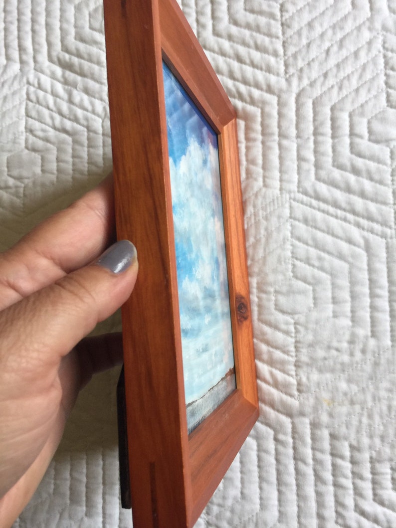 Cloudscape Painting With Teak Wood Frame 6.5x8.5 Inch Cloud | Etsy