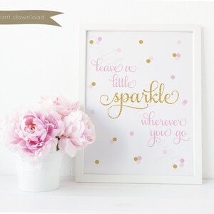 Leave A Little Sparkle Cute Printable Sign Blush Pink Gold - Etsy