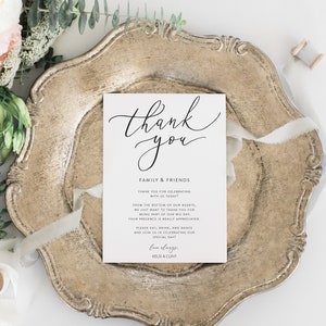 Wedding Thank You Note Template, Wedding Table Thank You, Editable ...