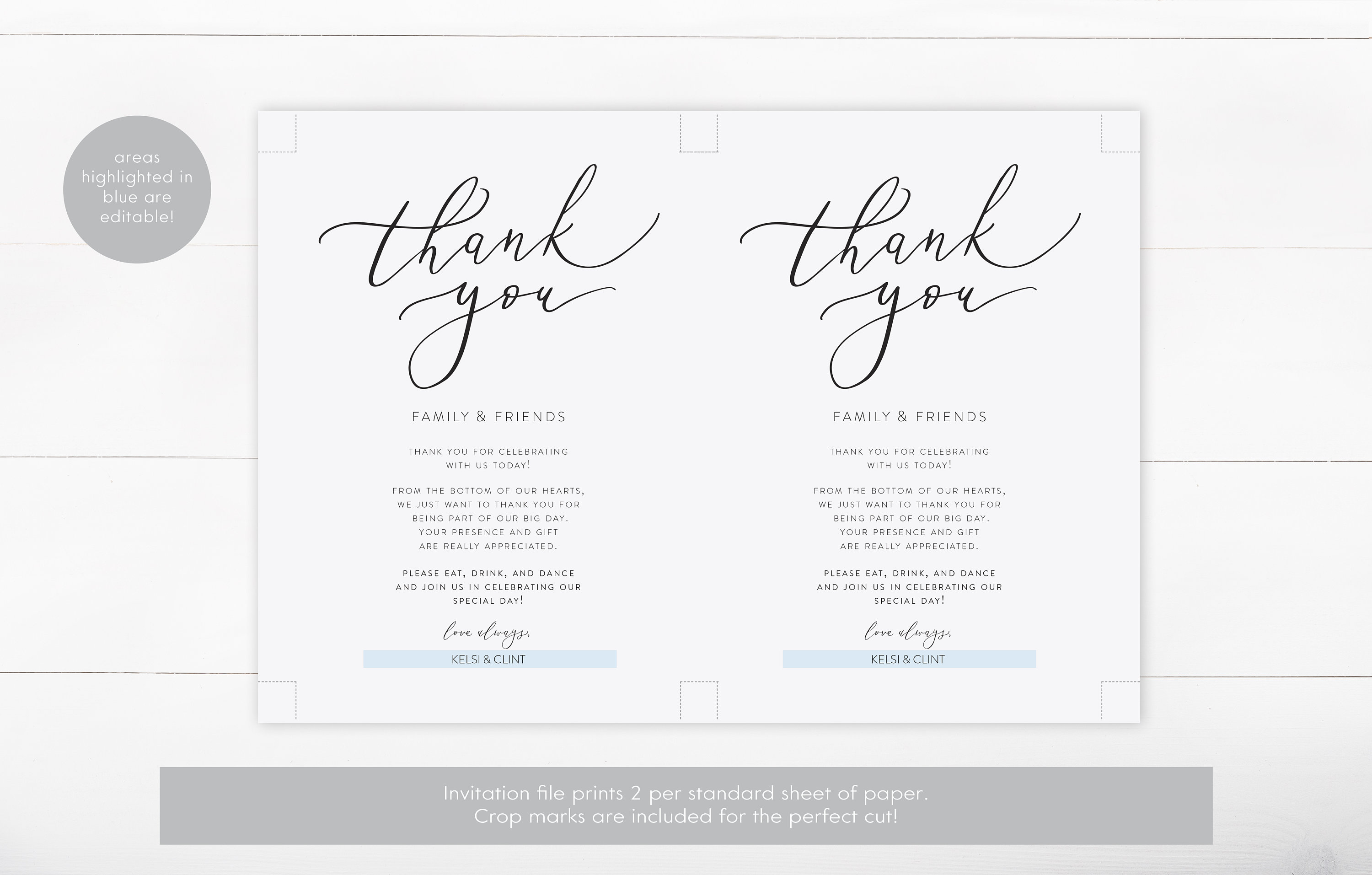 Wedding Thank You Note Template Wedding Table Thank You - Etsy