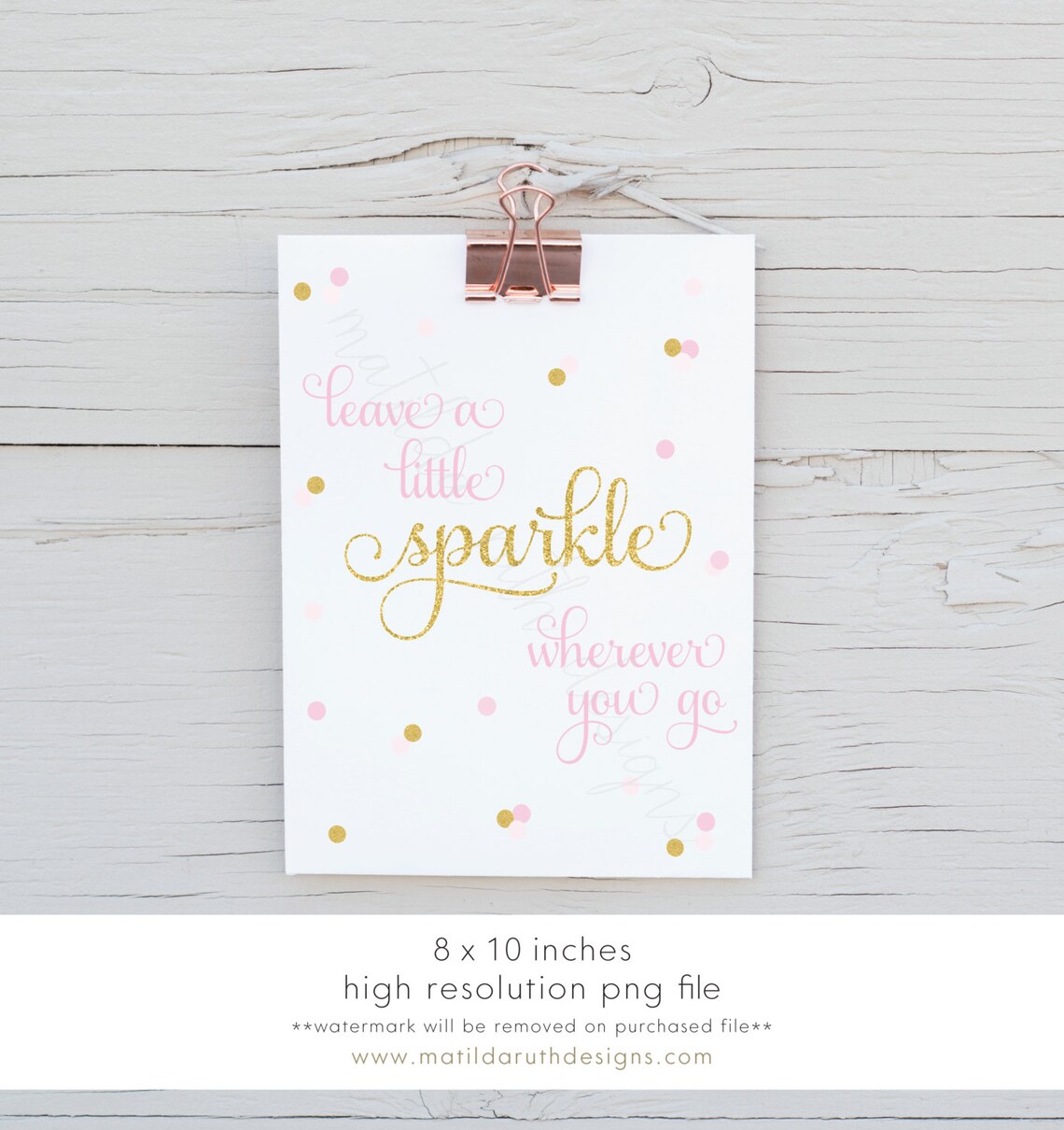 Leave A Little Sparkle Cute Printable Sign Blush Pink Gold - Etsy