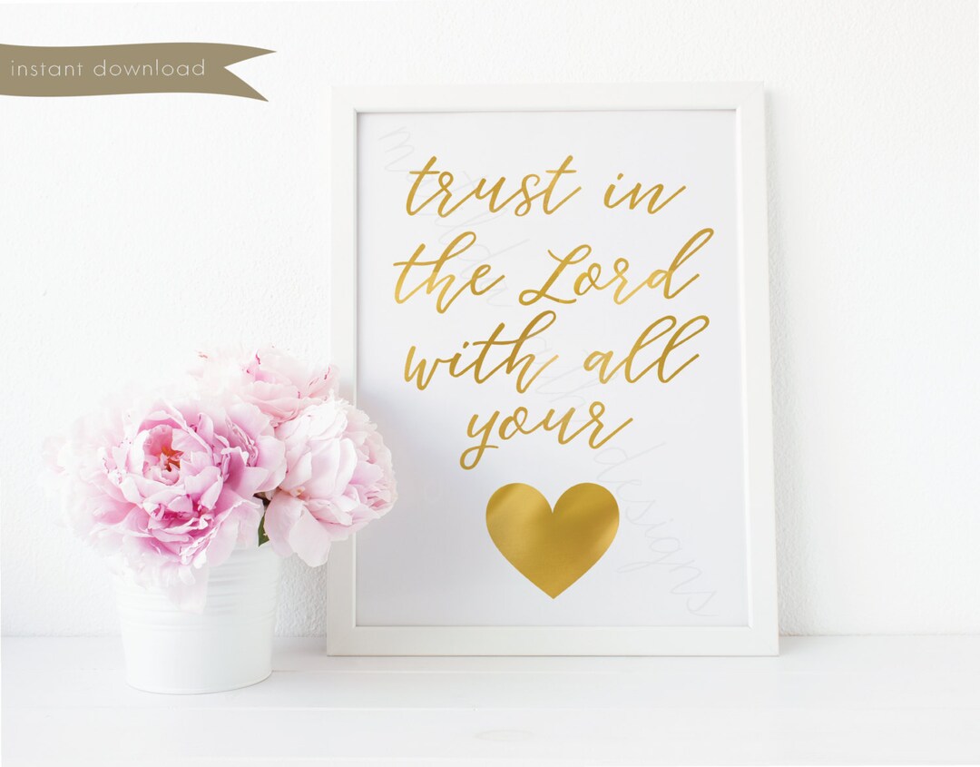 Cute Printable Sign, Digital Sign, Trust in the Lord, Scripture Sign ...