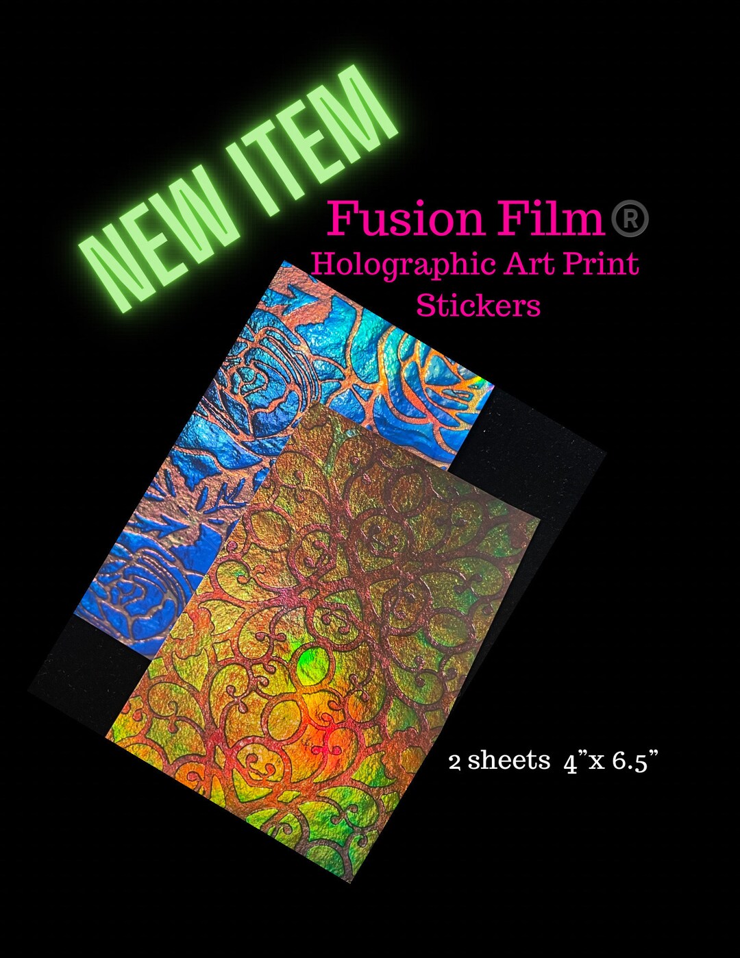 Holo Fusion Print , Adhesive Inlay Sticker, Holographic Stickers - Etsy