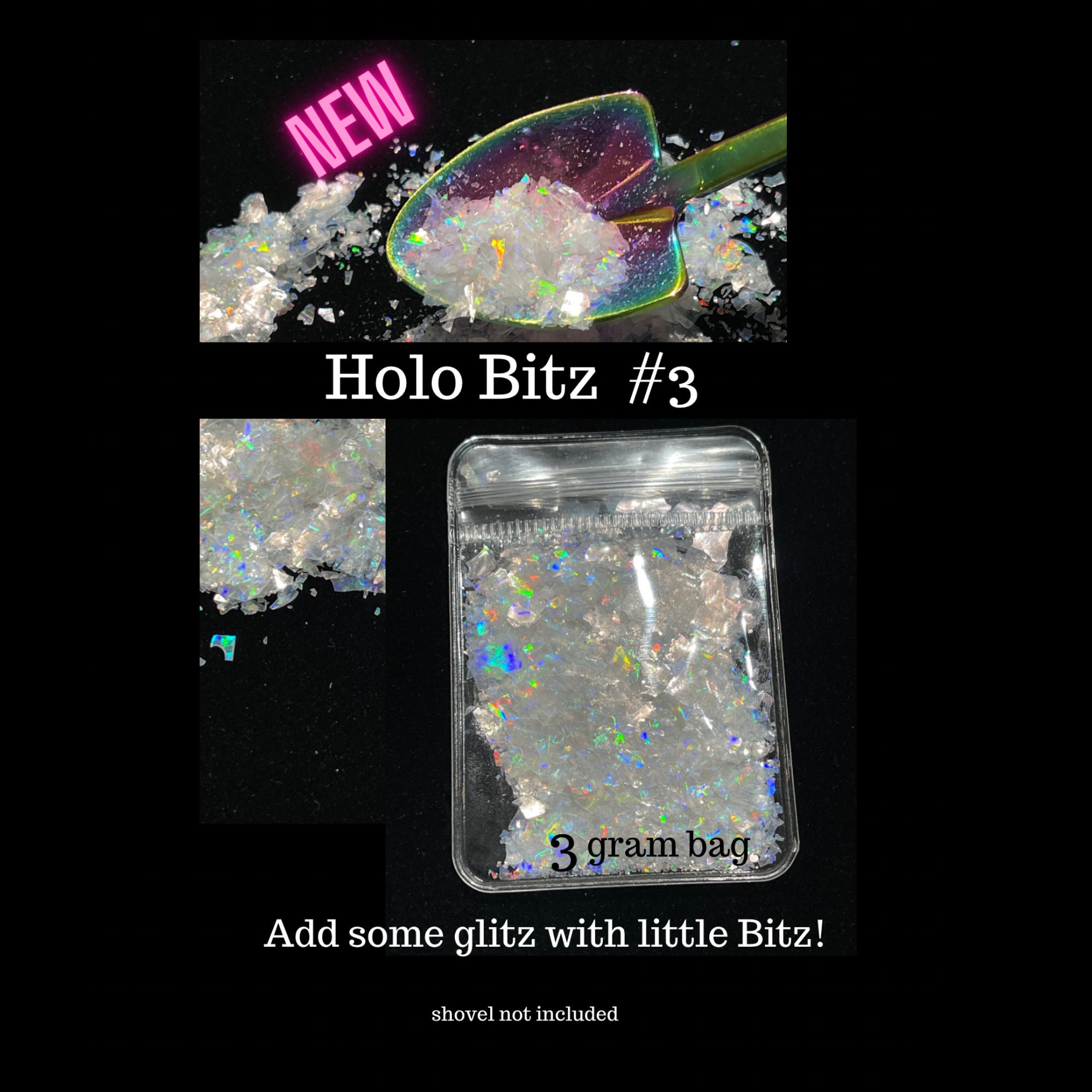 Holographic Clear Flake Called Holo Bitz #3, Holographic Faux Terrazzo ...