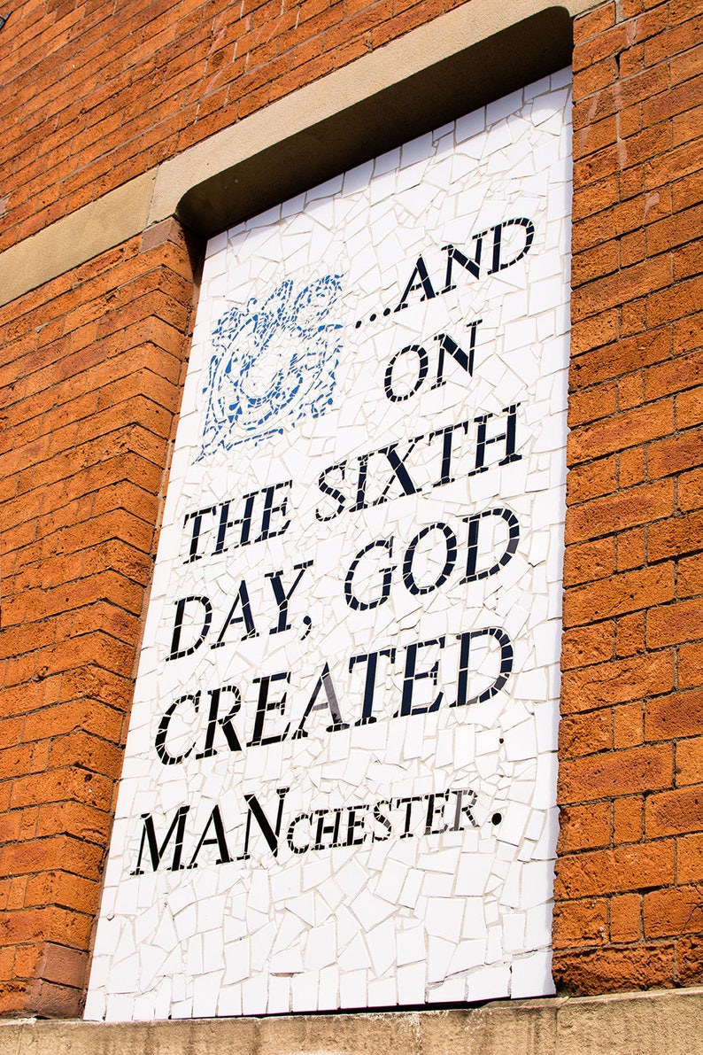 Sixth Day God Created Manchester / MCR / Mancunian / Slogan / Mancunian ...