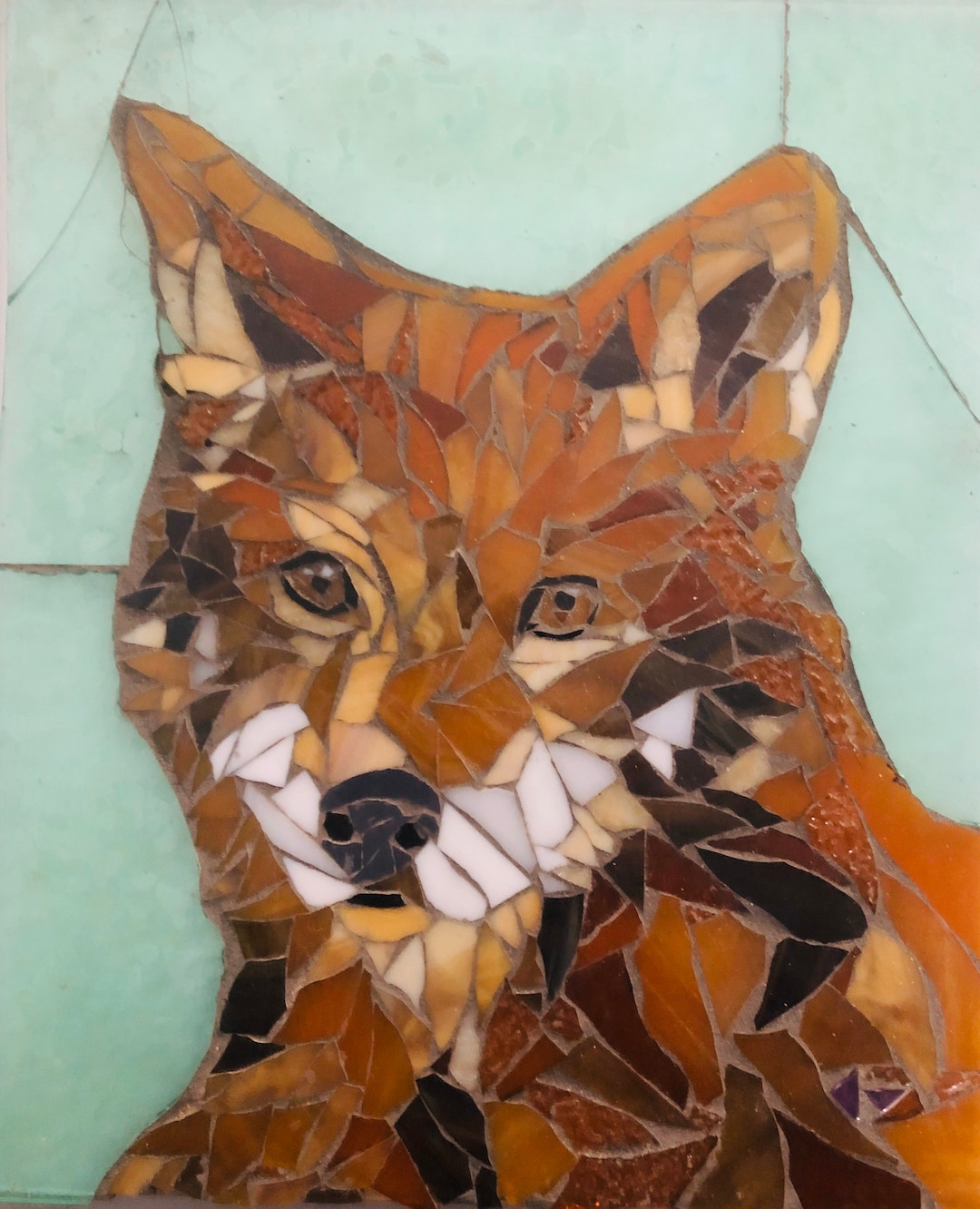 Red Wolf Glass Mosaic - Etsy