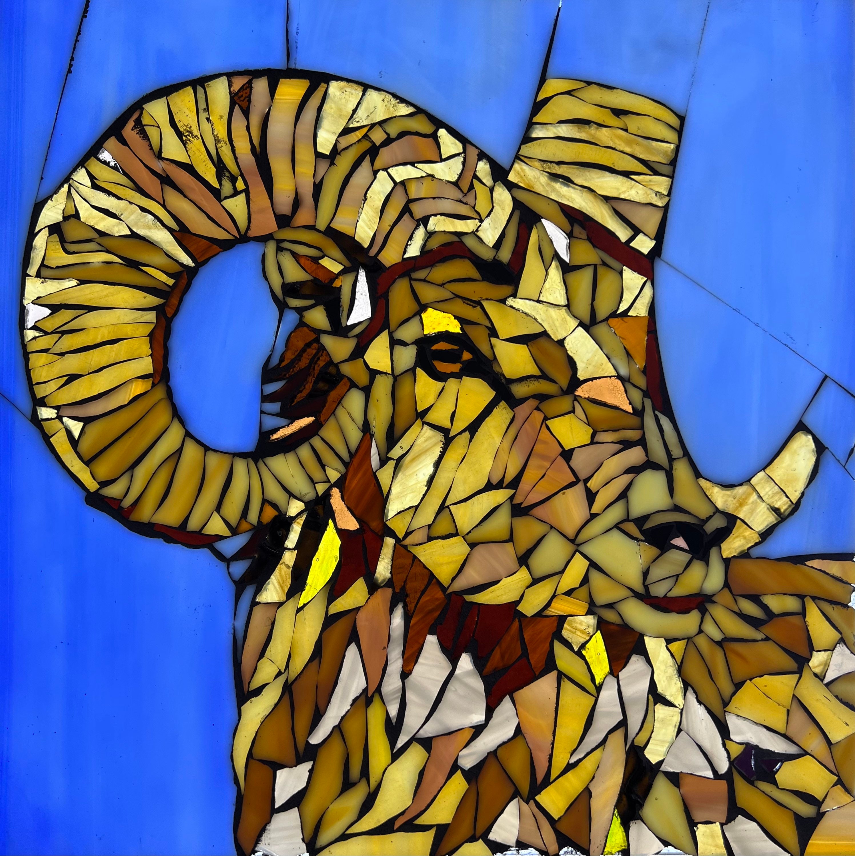 Cesar the Ram Stained Glass Mosaic - Etsy