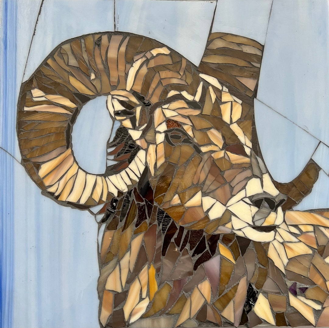 Cesar the Ram Stained Glass Mosaic - Etsy