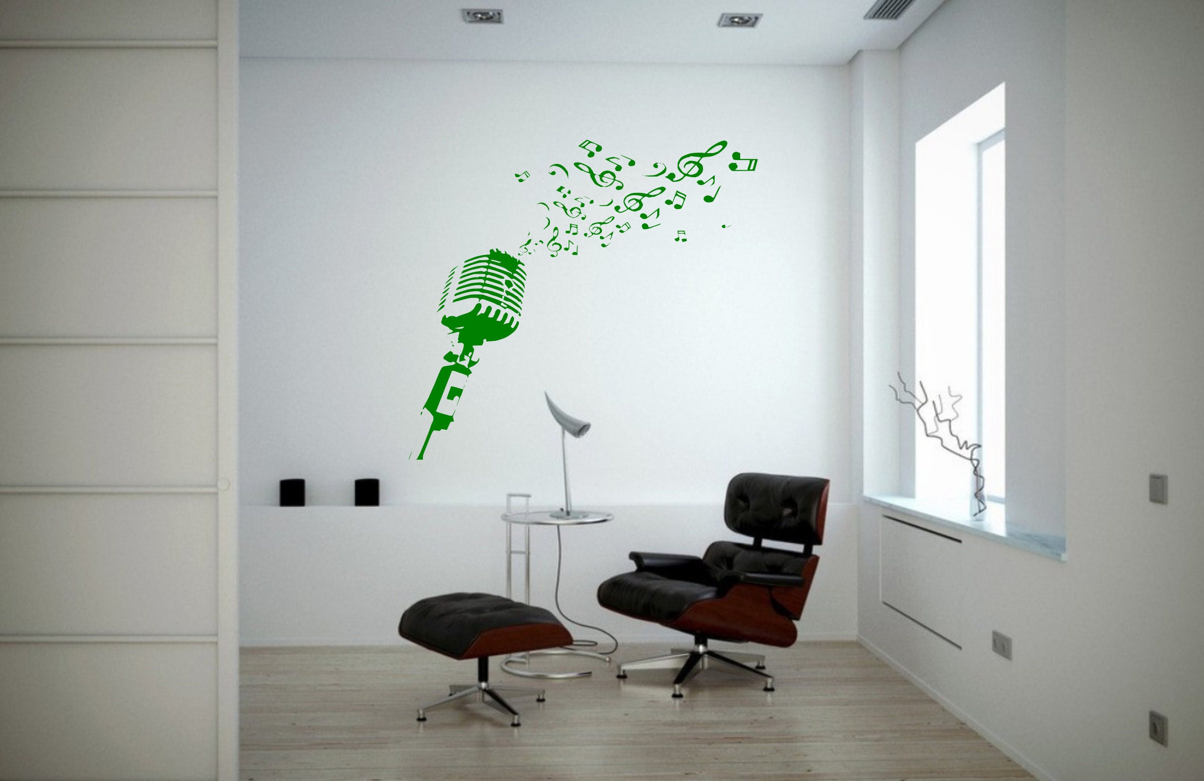 Microphone Music Notes Wall Art Decal Sticker Home Decor | Etsy
